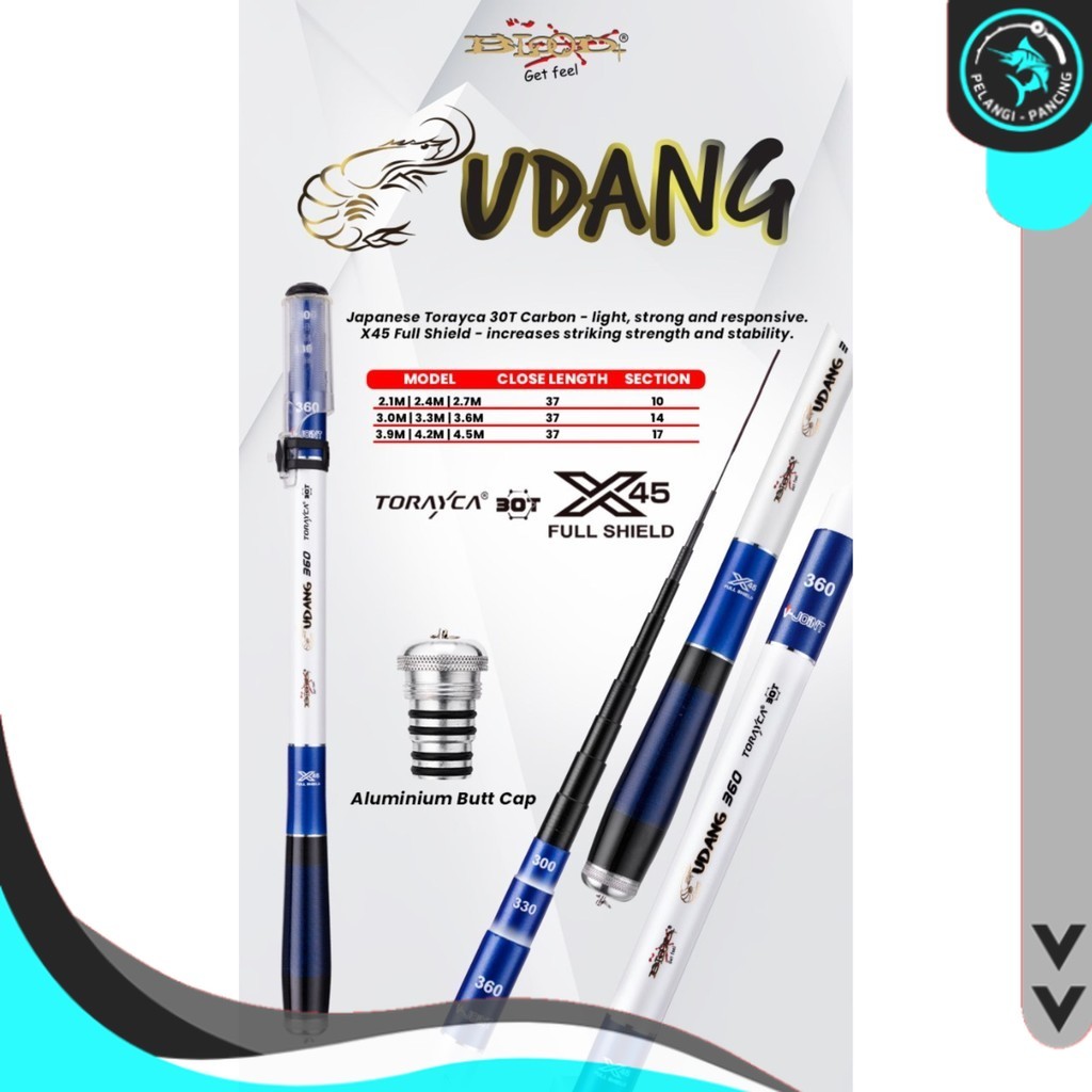 Jual Pelangi Pancing Joran Tegek Telescopic BLOOD Udang Adjustable ...