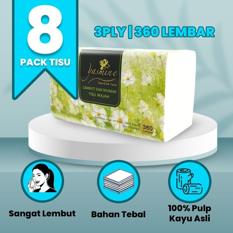 Jual [Harga kejutan]Yasmine Tissue 8 PACK 360 helai 3 ply harga promo ...