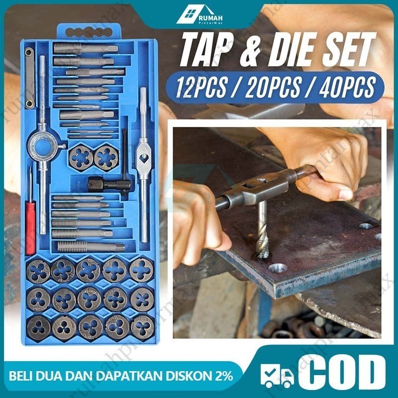 Jual Tap Die Set 12 /20 /40 pcs Alat Snai dan Tap Ulir Dart Mur Baut ...