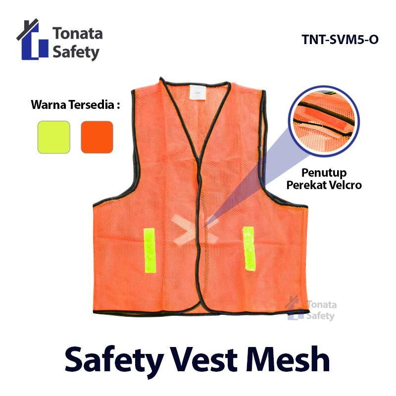 Jual Tonata Rompi Safety Proyek Reflective Mesh Jaring Kerja Orange ...