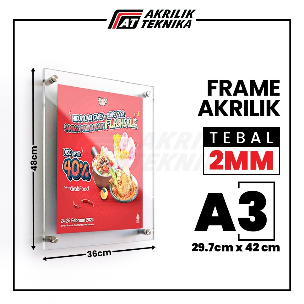 Jual Frame Akrilik A3 / Bingkai Poster Dinding / Display Menu Acrylic ...