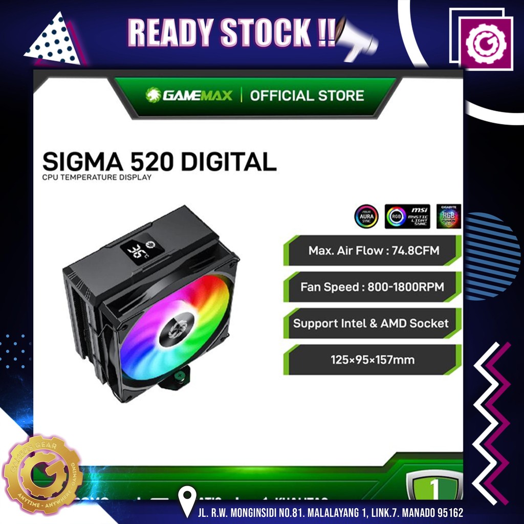 Jual GameMax Sigma 520 Digital Tower CPU Air Cooler | Shopee Indonesia