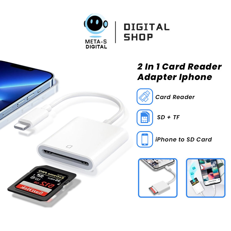 Jual META-S iPhone Card Reader 2 in 1 Lighting to SD/TF Card Memory ...