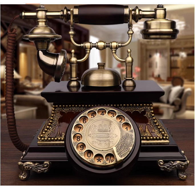 Jual Antique vintage telephone rotating Dial numbers/Solid wood corded ...