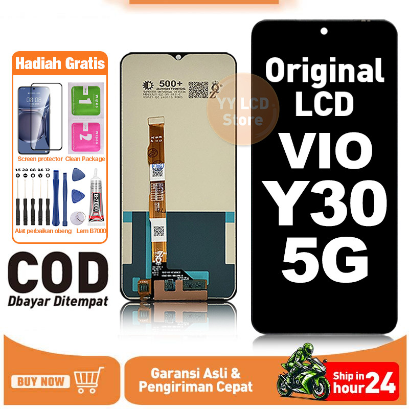 Jual LCD VIVO Y30 5G TOUCHSCREEN Fullset Asli Crown Murah Ori ...
