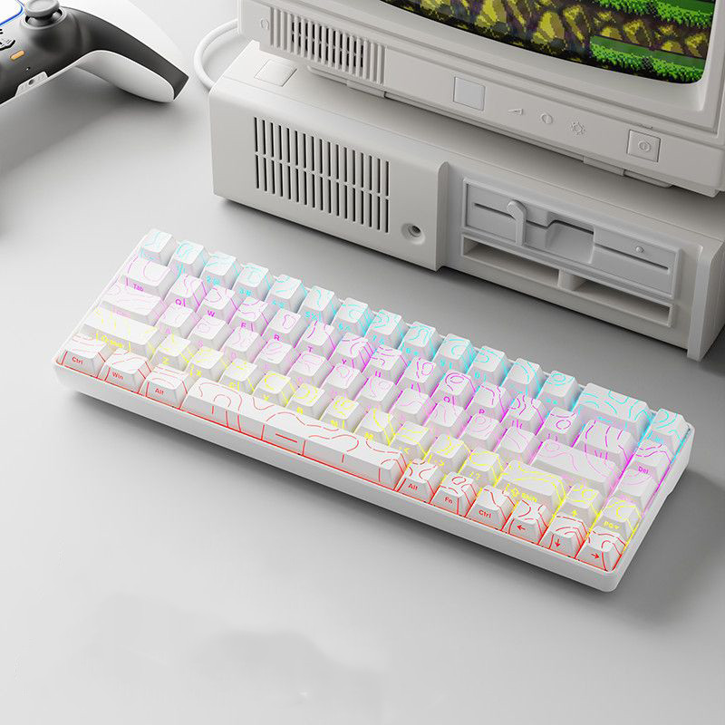 Jual 87 Keys Mechanical Keyboard Ergonomics RGB Backlit LED Hot ...