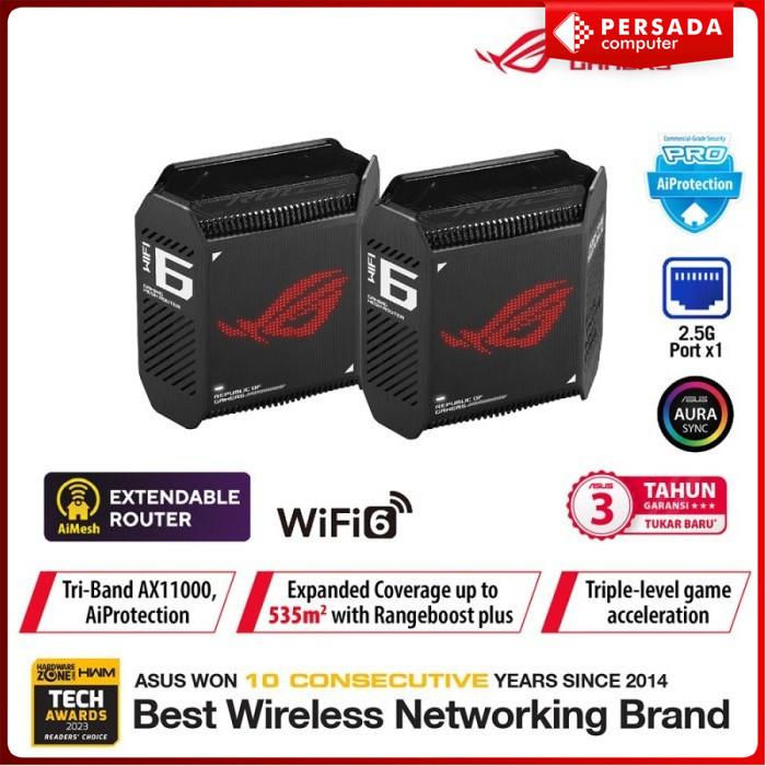 Jual ASUS ROG Rapture GT6 Gaming Mesh System / Router Gaming Asus ROG ...