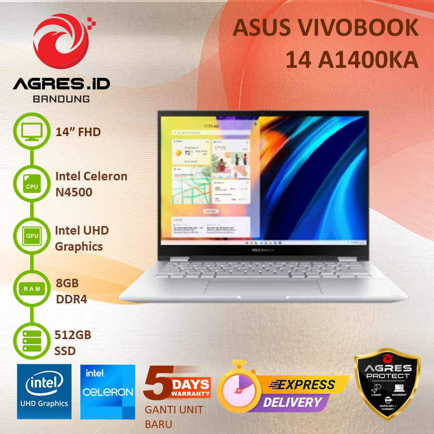 Jual ASUS VIVOBOOK 14 A1400KA N4500 8GB 512GB 14" FHD - FHD4511 ...