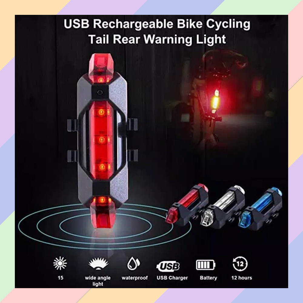 Jual AE02 Lampu BELAKANG SEPEDA LED Tail Light USB Rechargeable Lampu ...
