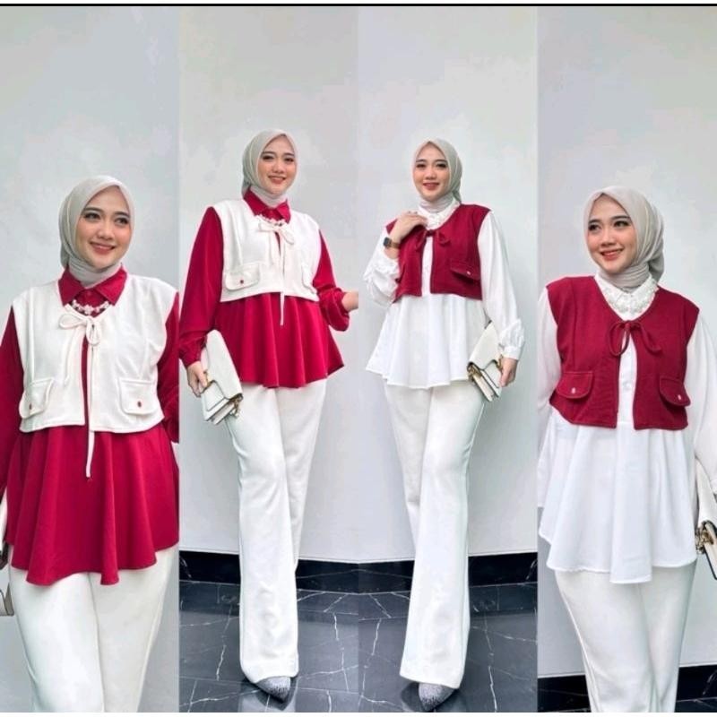 Jual TANIA BLOUSE / BAJU MERAH PUTIH AGUSTUSAN / BLOUSE MERAH PUTIH ...