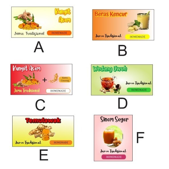 Jual sticker minuman sticker jamu sticker kunyit asam stiker sinom ...