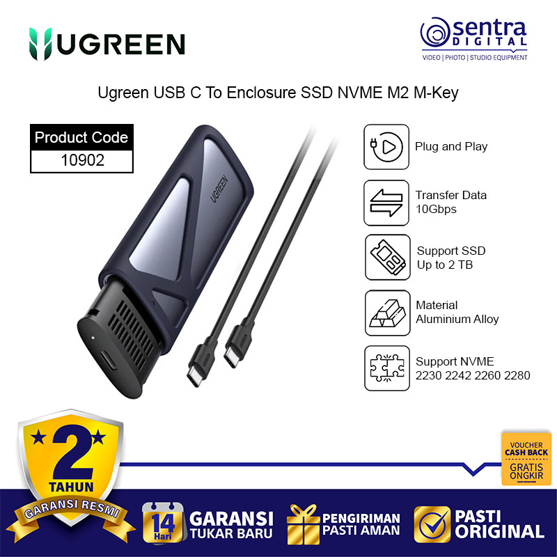 Jual UGREEN Casing SSD Enclosure with USB Type C Port NVME M2 M-Key 10G ...