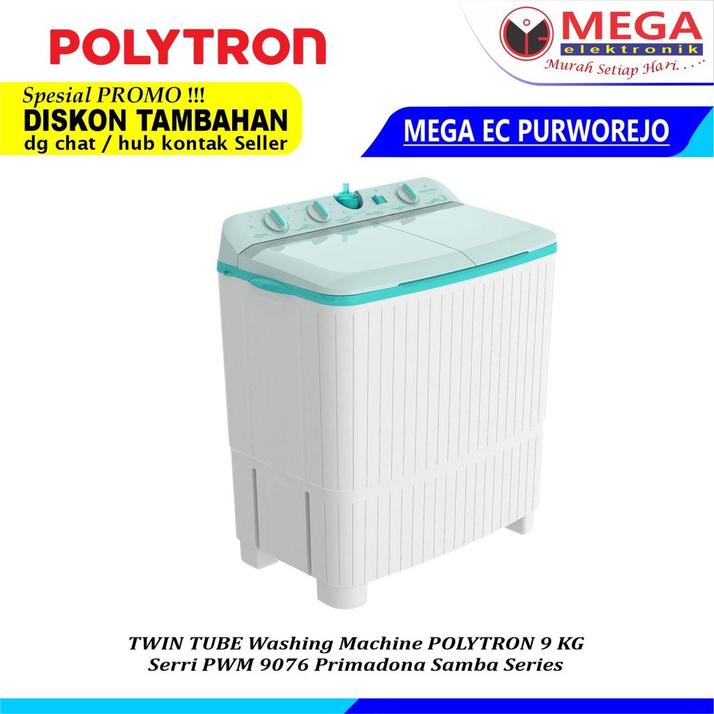 Jual MESIN CUCI POLYTRON PWM-9076 2 TABUNG 9KG HIJAB SERIES PROMO ...