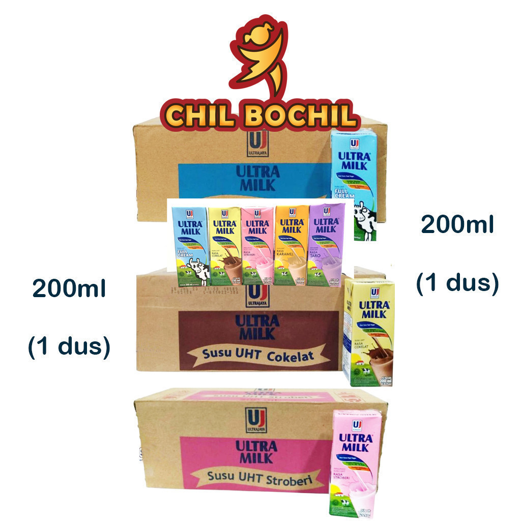 Jual SUSU ULTRA 200ML UHT 1 DUS ISI 24 - COKLAT STRAWBERRY TARO KARAMEL ...