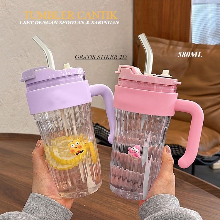 Jual Tumbler Botol Minum 580ml Botol Cangkir Dengan Sedotan Saringan Buah Tumblr Olahraga Gelas ...