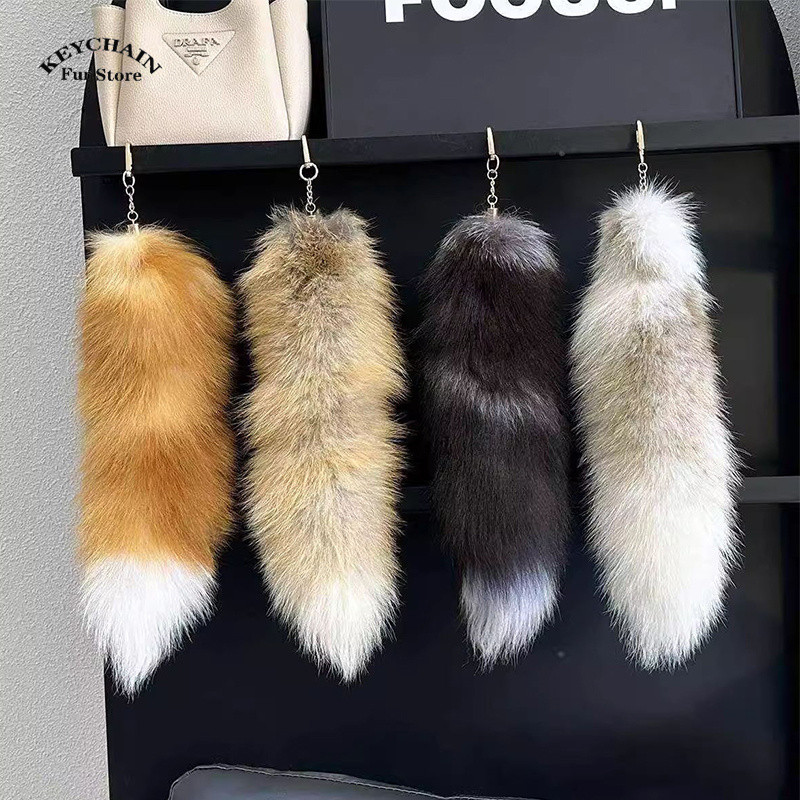 Jual natural fox fur tail keychain furry 2024 chic y2k beautiful ...