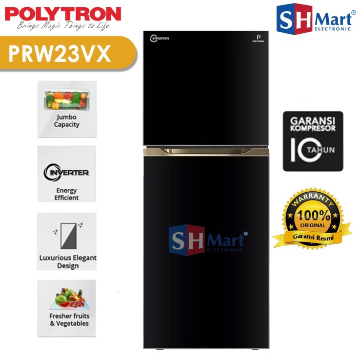 Jual KULKAS 2 PINTU POLYTRON INVERTER BELLEZA JUMBO 220 LITER PRW23VX ...