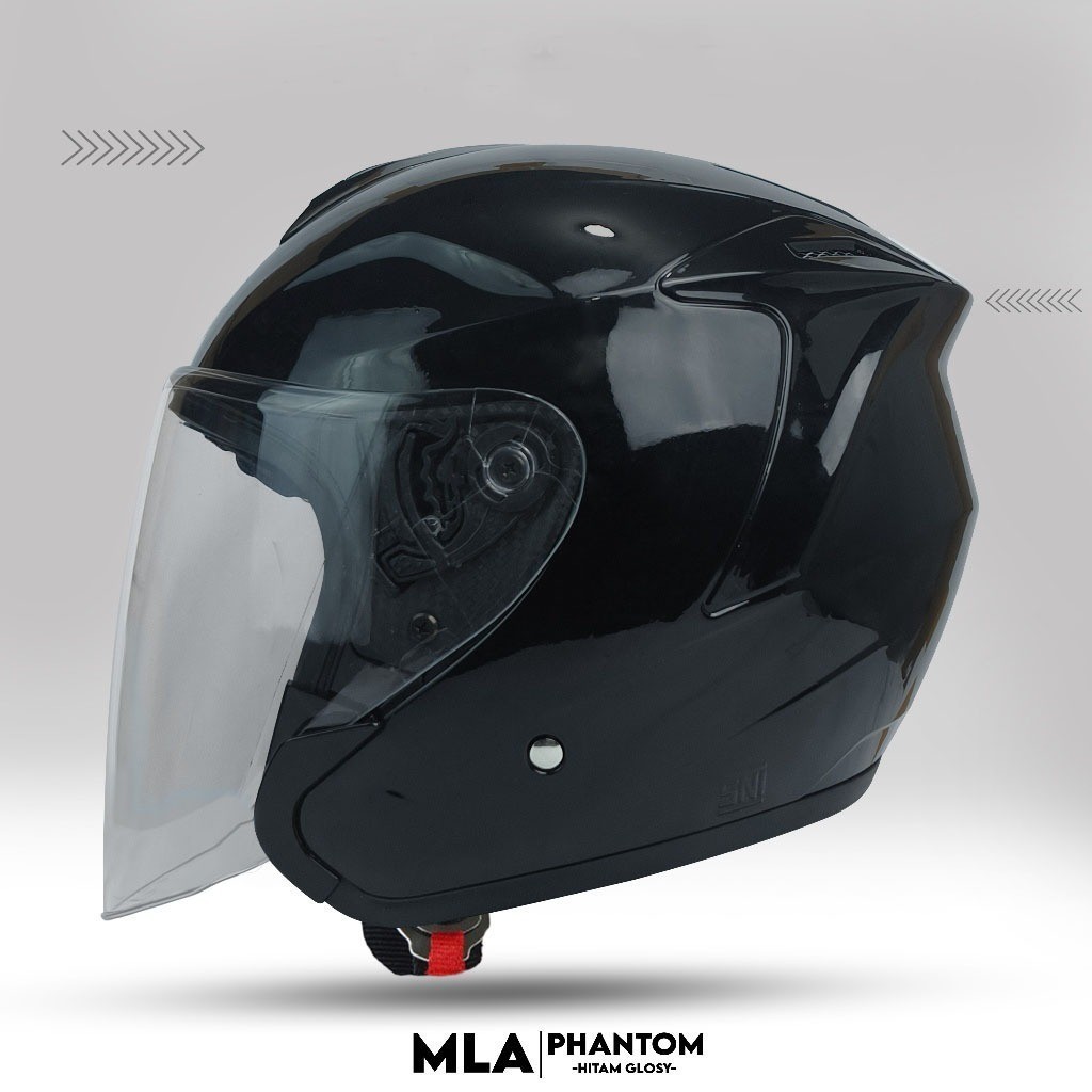 Jual Helm Half Face MLA Phantom Identik HELM GM FURY Black Glosy Viral ...
