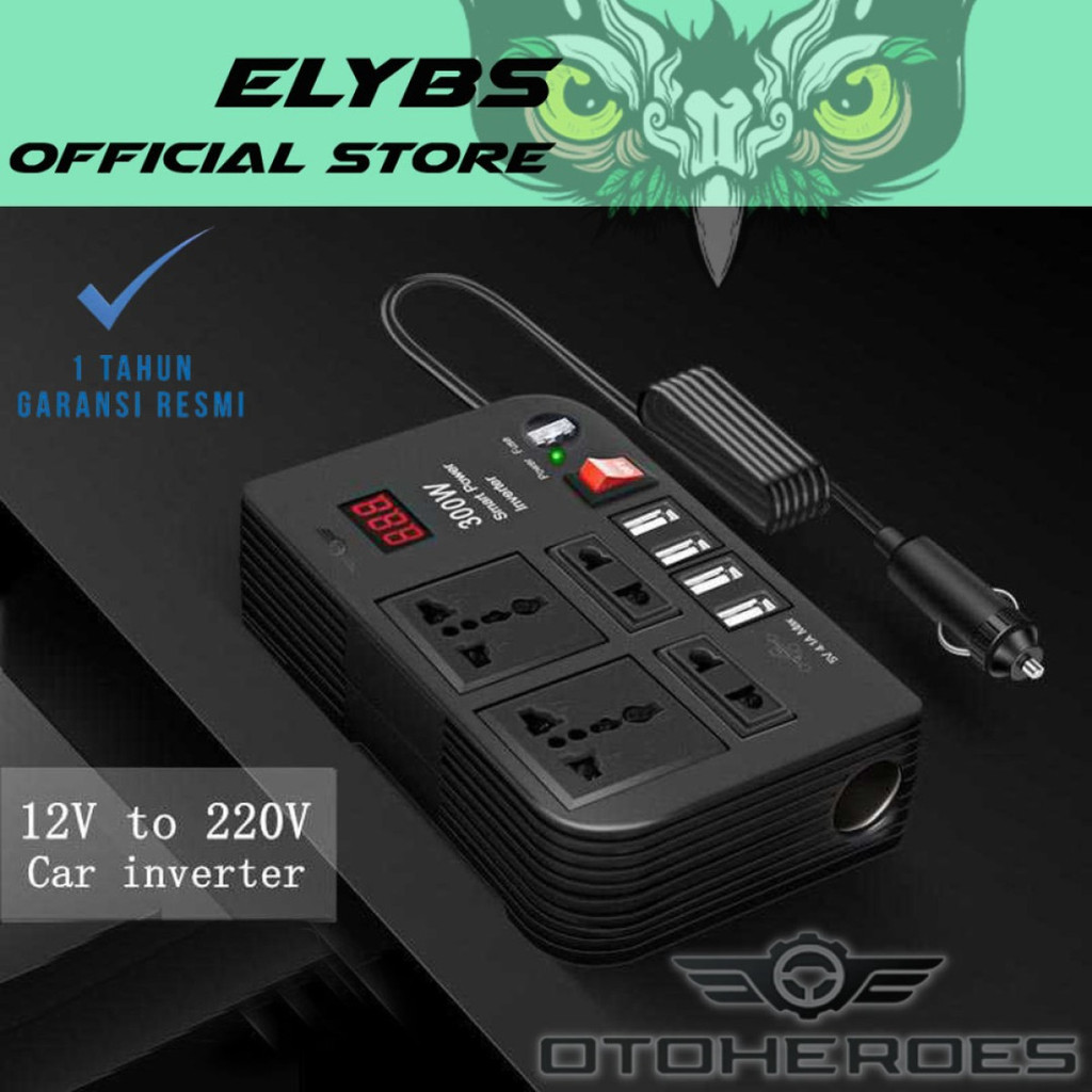 Jual Power Inverter Mobil Ubah Arus DC 12V to AC 220V 2 Soket Listrik 4 ...