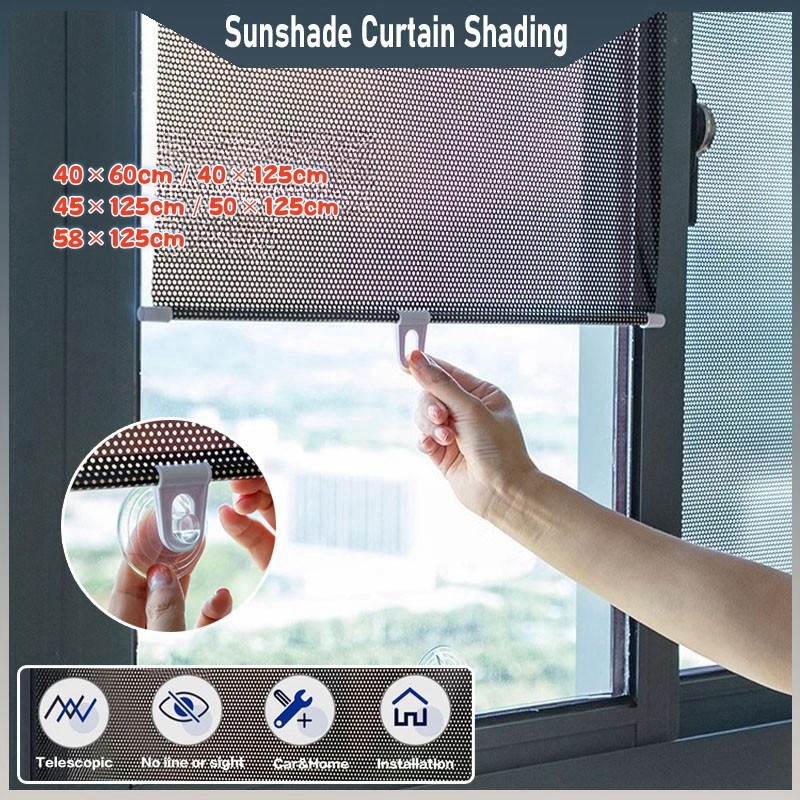 Jual Retractable Shading Curtain Car Side Window Roll Curtain Household ...