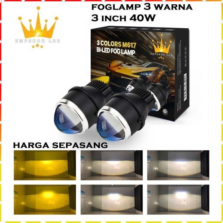 Jual Lampu Biled Foglamp 3 warna EMPEROR Bluelens 40W 3 color fog lamp bi led mobil - BS ...