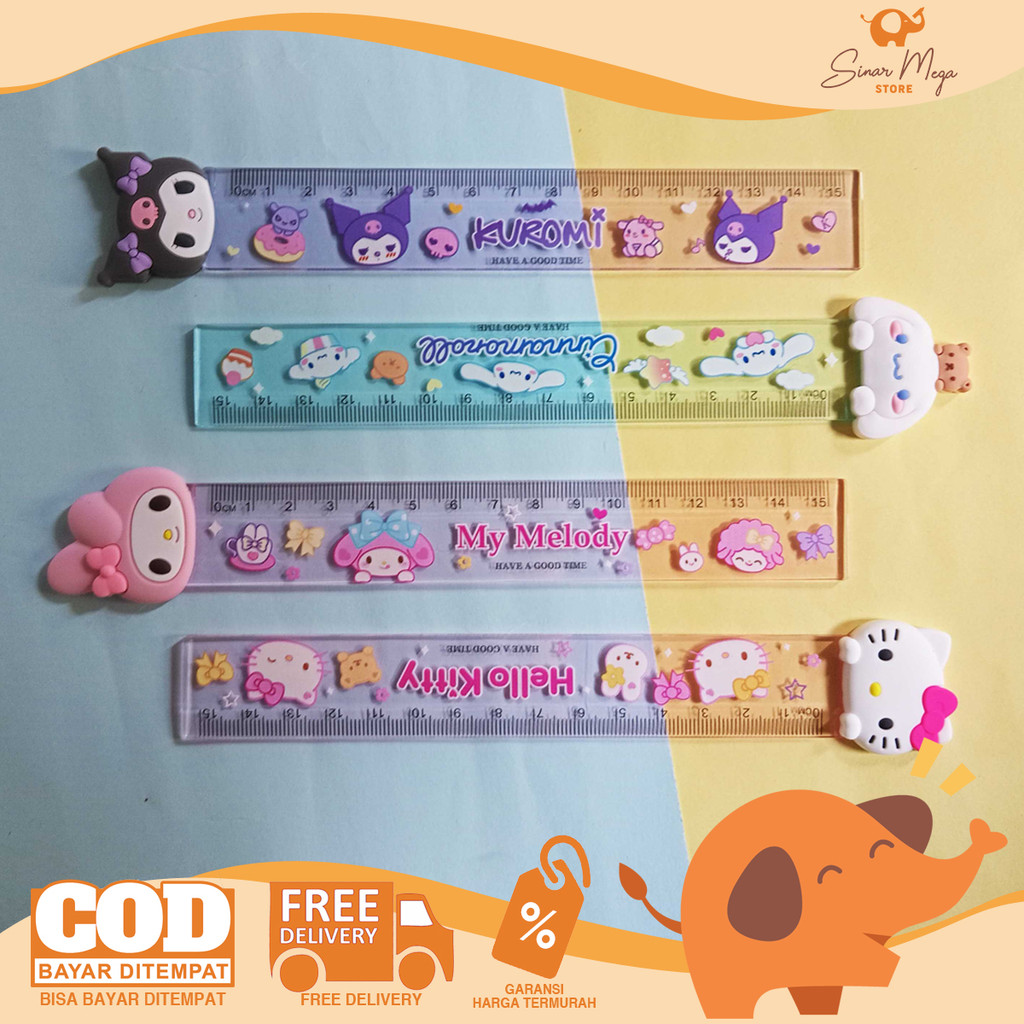 Jual Fancy Penggaris Sanrio Head Ruler 15cm 728 / Garisan Alat Ukur ...