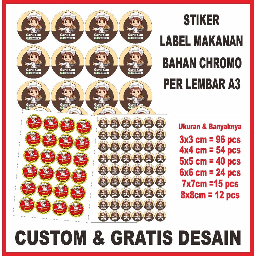 Jual Stiker Label Makanan Bahan Chromo Siap Tempel Bisa Request dan ...