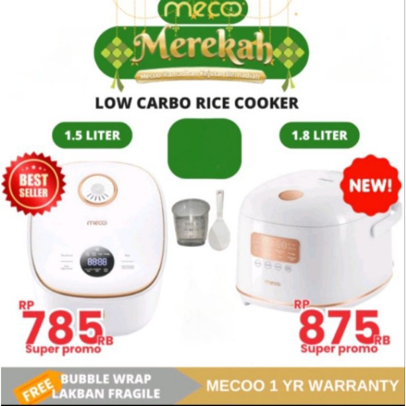 Jual Mecoo Aesthetic Rice Cooker Low Carbo 400 Low Watt 1,5L - Rice ...