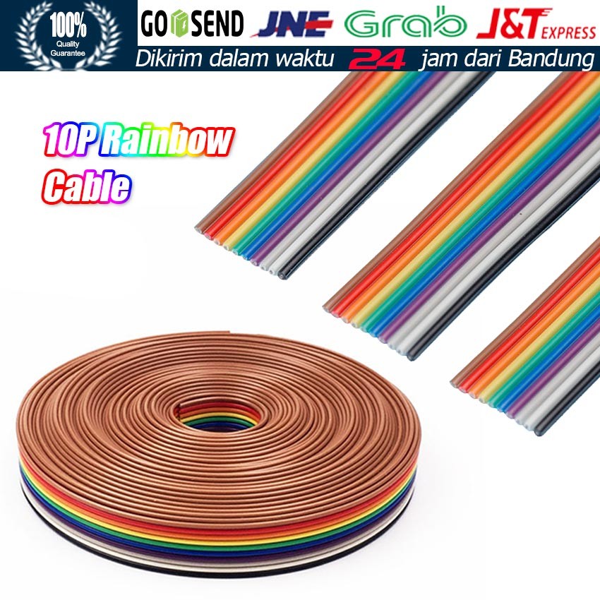 Jual Kabel Pita Pelangi 10 Pin 5M / Kabel Serabut Pipih Bisa Disolder ...