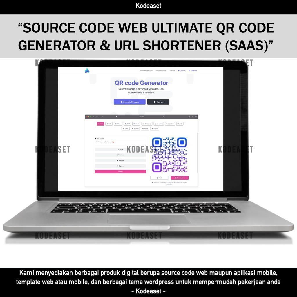 Jual SOURCE CODE APLIKASI WEB ULTIMATE QR CODE GENERATOR & URL SHORTENER (SAAS) D90 KODEASET ...