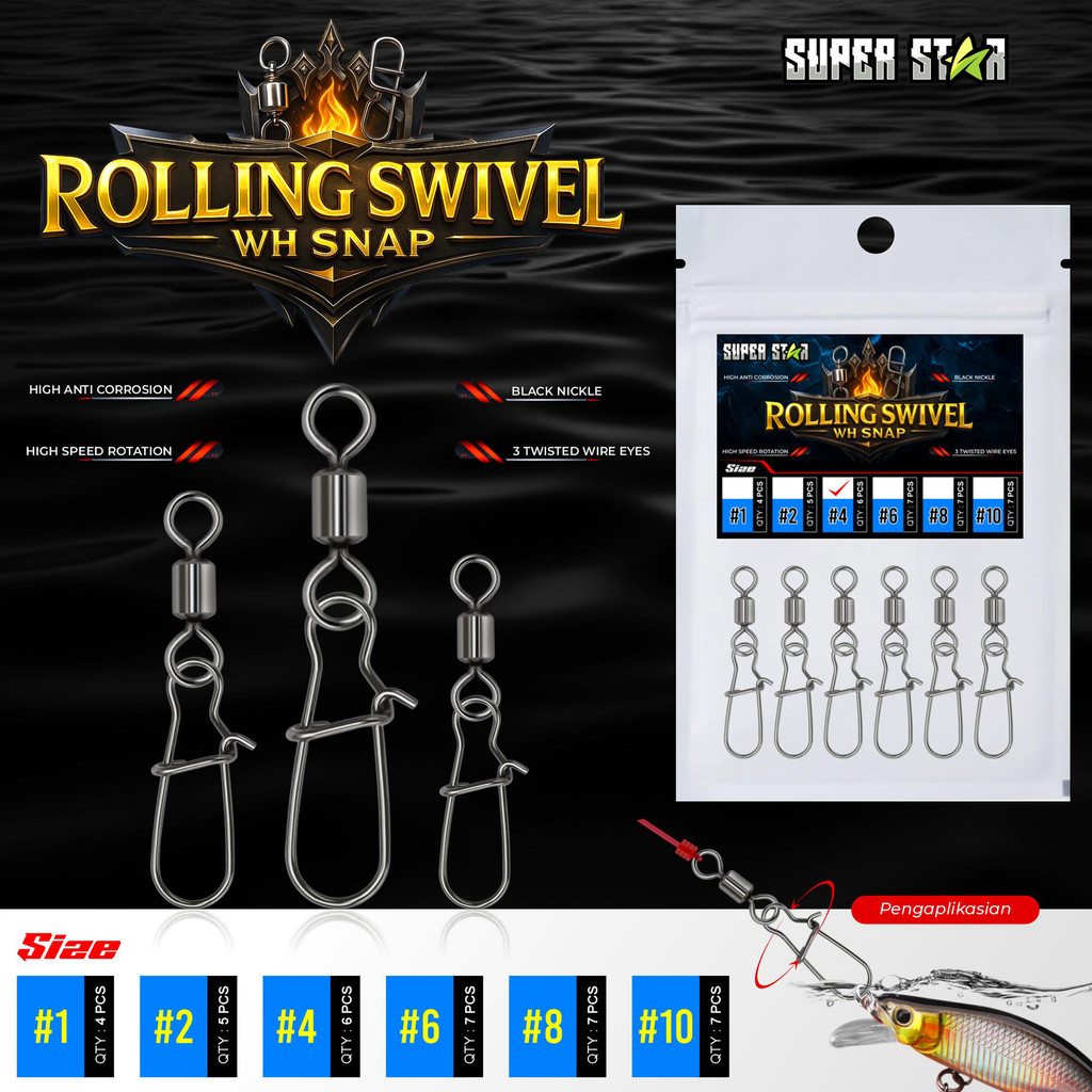 Jual SNAP SWIVEL SUPERSTAR ROLLING SWIVEL WH SNAP KONEKTOR KILI KILI ...