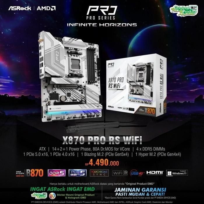 Jual ASROCK X870 Pro RS WiFi | Motherboard AMD X870 AM5 DDR5 ATX ...