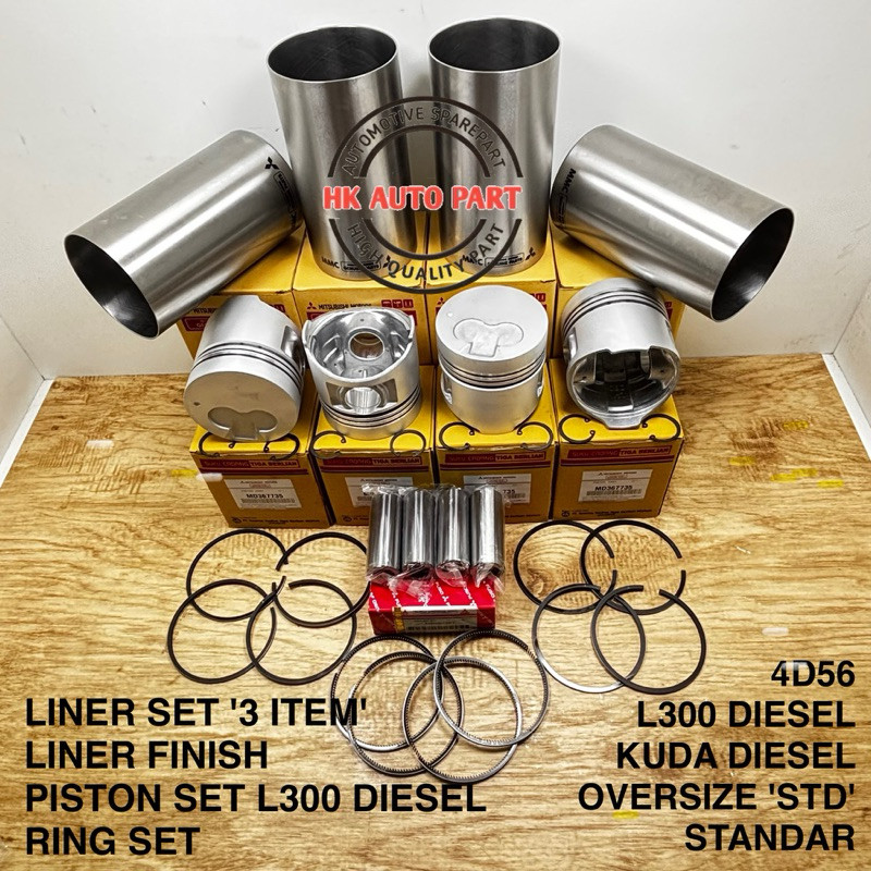 Jual LINER SET FINISH 3 ITEM OS STD ( PISTON LINER RING ) L300 DIESEL ...