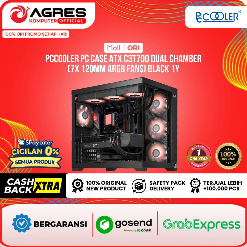 Jual PCCOOLER PC CASE ATX C3T700 / C3 T700 DUAL CHAMBER (7X 120MM ARGB ...