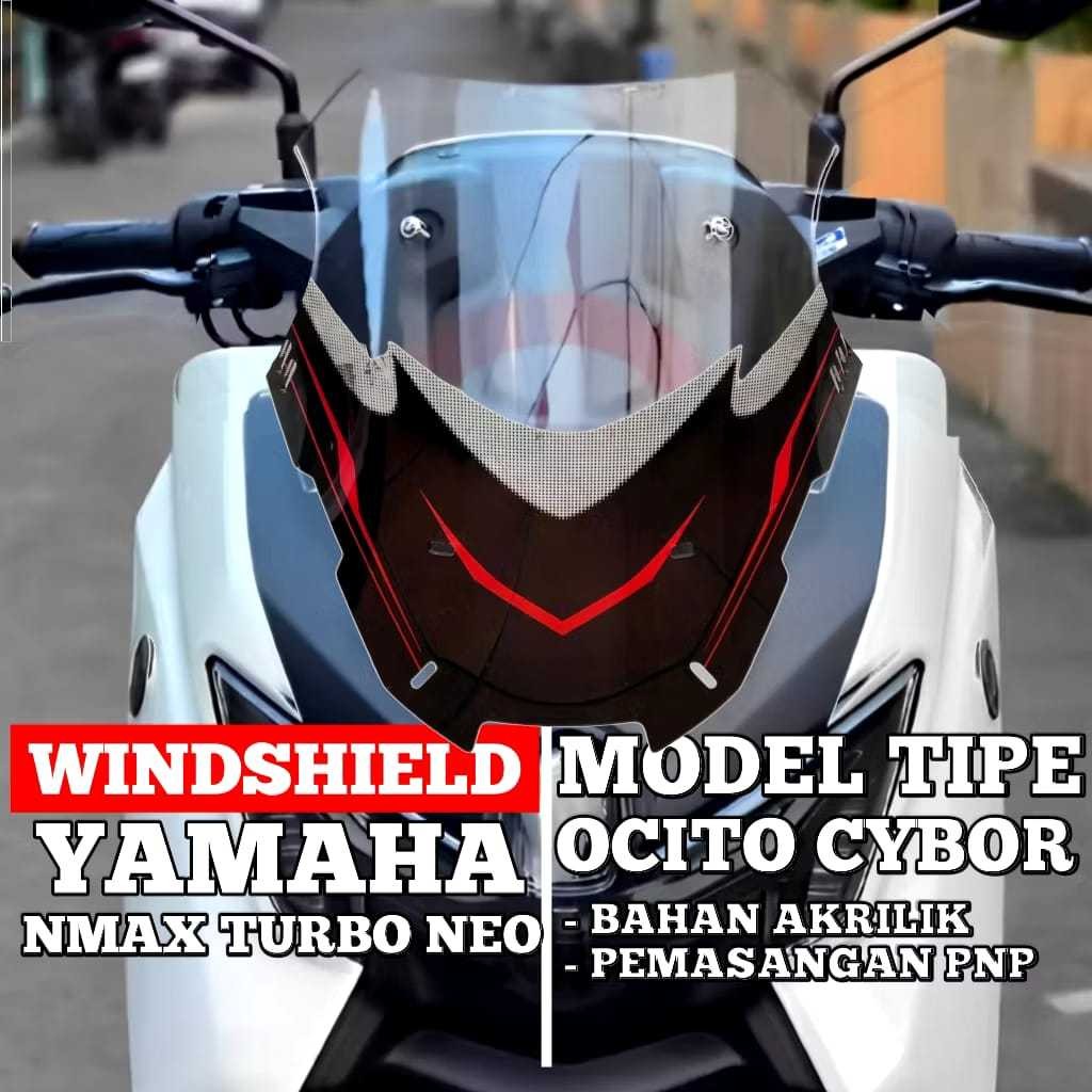Jual VISOR WINDSHIELD NMAX TURBO MODEL OCITO CYBORG BLACK SERIES VISOR ...