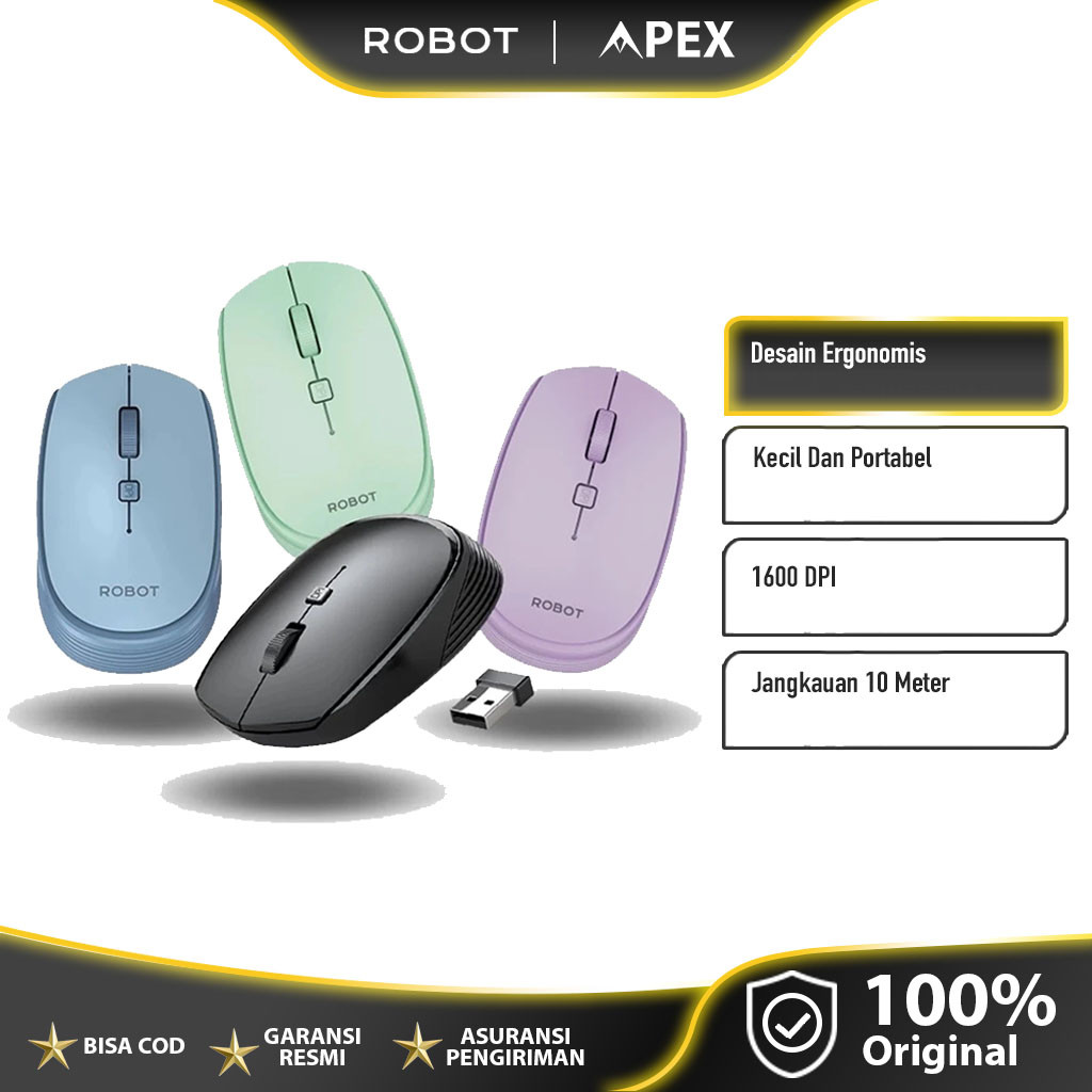 Jual ROBOT Mouse Wireless Tanpa Kabel Robot M205 Optical Mouse Tanpa ...