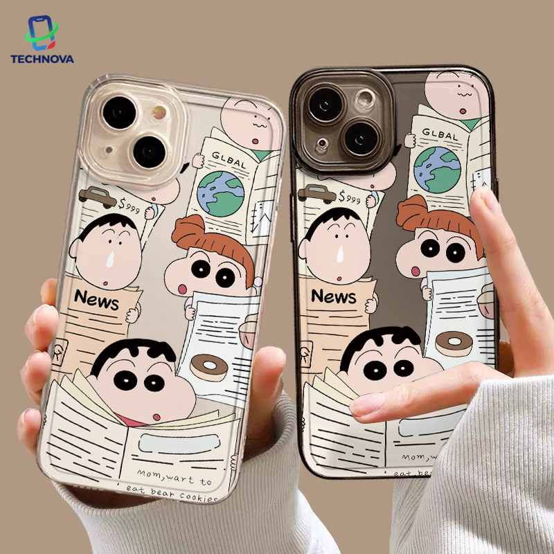 Jual Casing IPhone Kasukabe Shin-chan membaca koran Transparan Soft ...