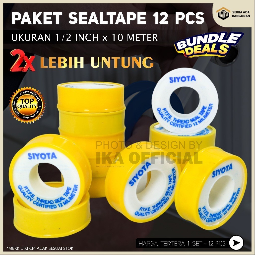 Jual SAB (HARGA PER SLOP) Seal Tape 1/2" 12mm x 10m Penutup Kran Bocor ...