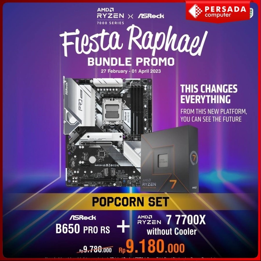 Jual Asrock B650 Pro RS AM5 DDR5 + Processor AMD AM5 Ryzen 7 7700X ...
