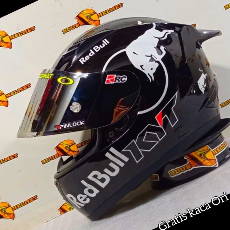 Jual Helm Full face KYT R10 Black doft red-bull (Paket Ganteng) (Gratis ...