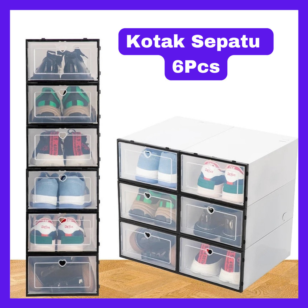 Jual DAENG STORE.ID-Kotak Sepatu Transparan Tebal Rak Sepatu Serbaguna Shoes Box Tempat ...