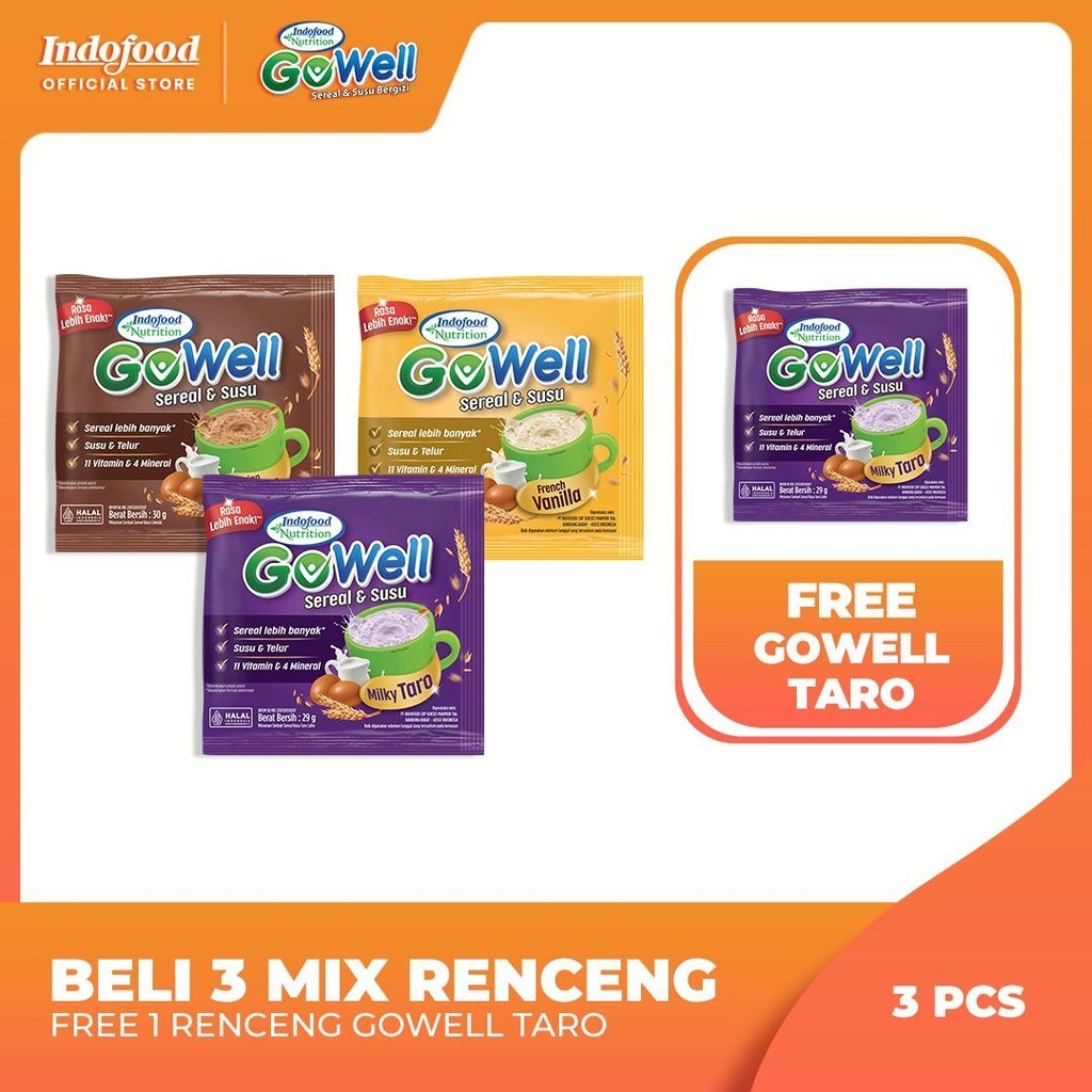 Jual Mix Buy 3 Get 1 - Free Gowell Sachet Rejuv Taro 1 Renceng | Shopee ...