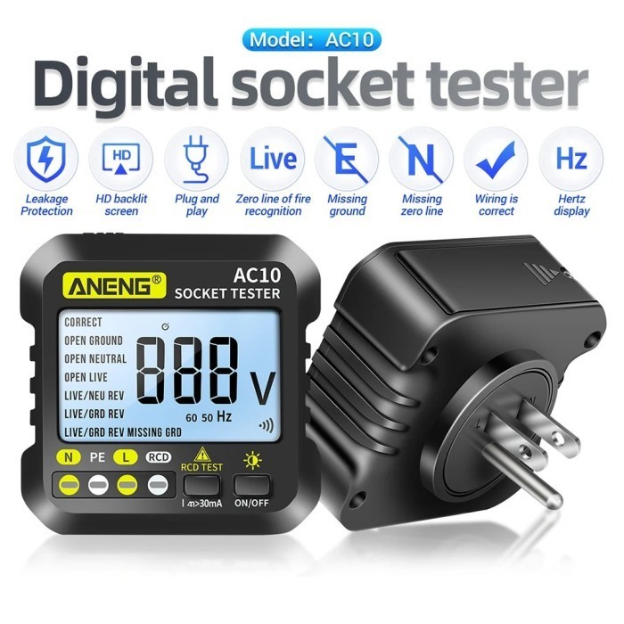 Jual Grounding Power Tester Neutral Line Alat Pengecek Ground Listrik ...