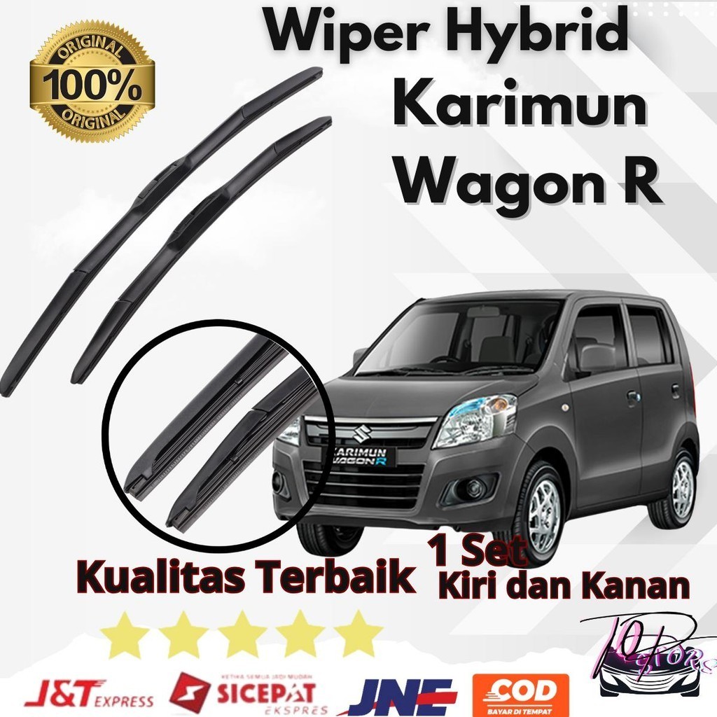 Jual Wiper Hybrid Mobil Suzuki Karimun Wagon R Sepasang 2 PCS Kiri dan Kanan Tanpa Rangka Besi ...
