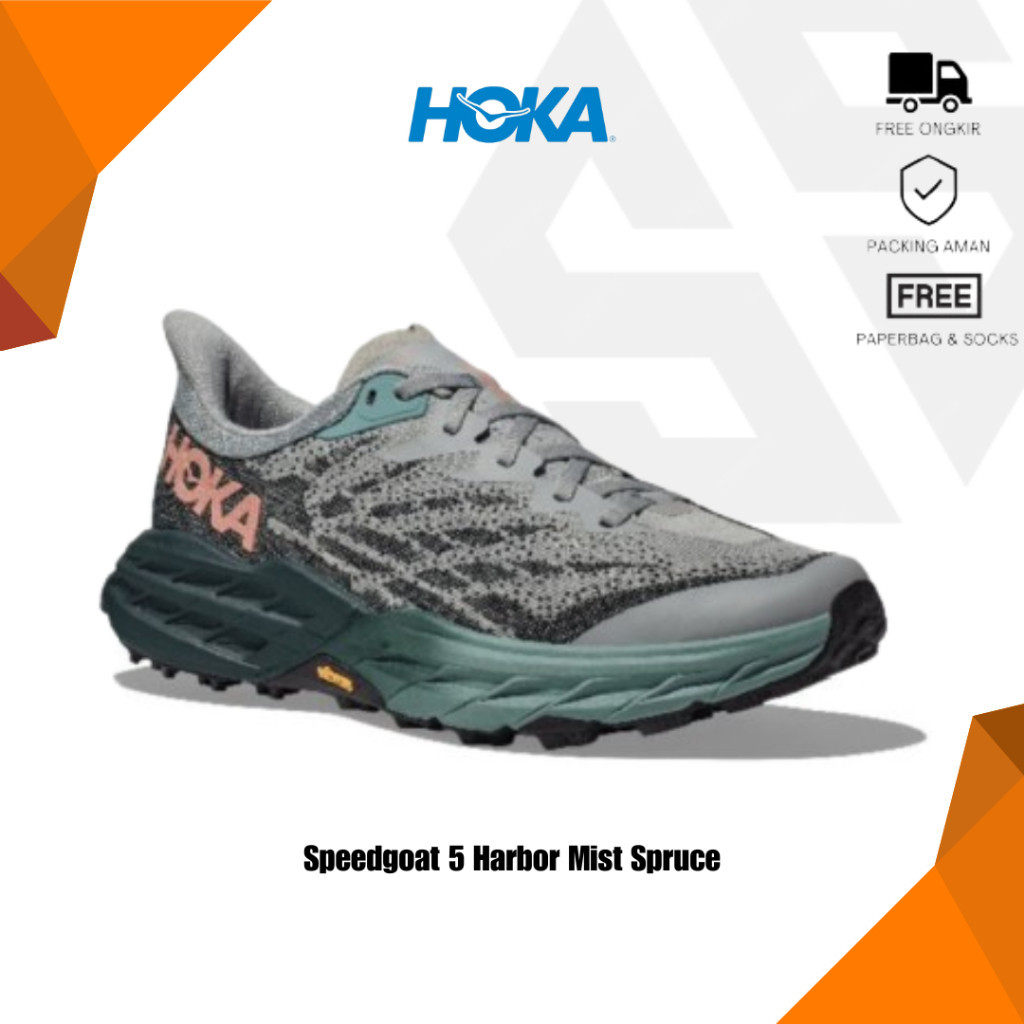 Jual Sepatu Trail Running Hoka Speedgoat 5 Harbor Mist Spruce Original ...