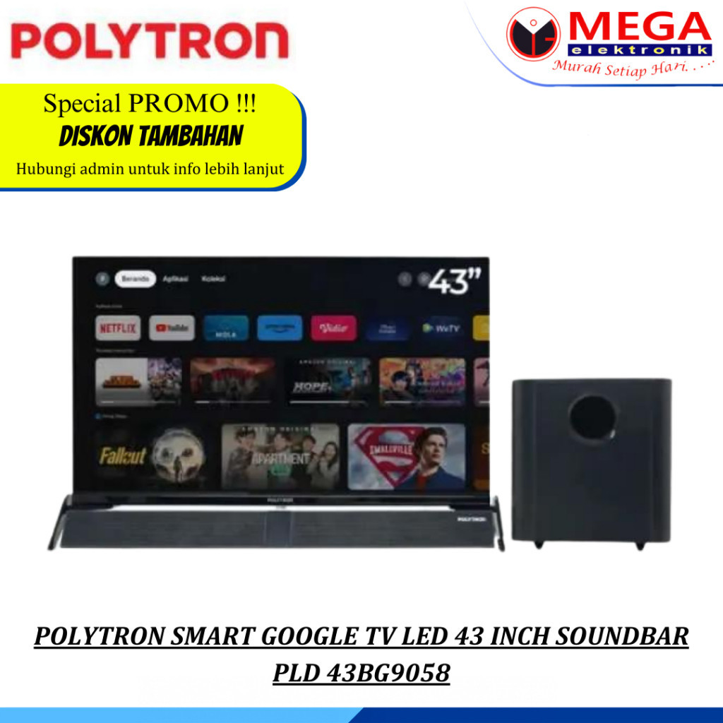 Jual LED POLYTRON Smart Google TV LED 43 inch Soundbar PLD 43BG9058 ...