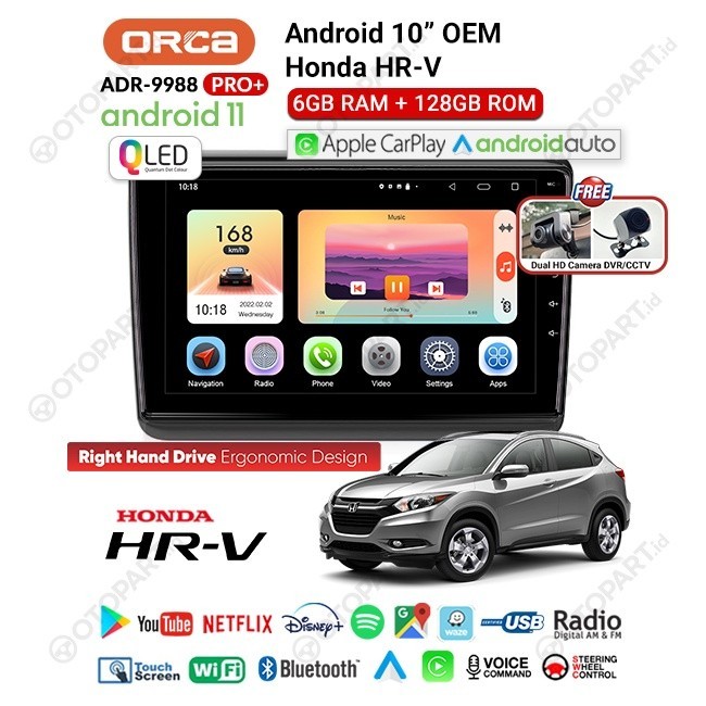 Jual Head Unit Android Auto CarPlay 10″ inch PRO+ GE 2 DVR Honda HR-V ...