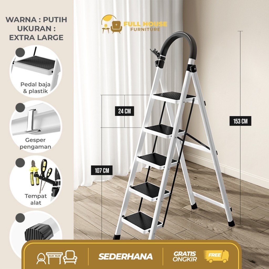 Jual Tangga Rumah / Tangga Lipat Aluminium 4 Step Premium Ladder ...