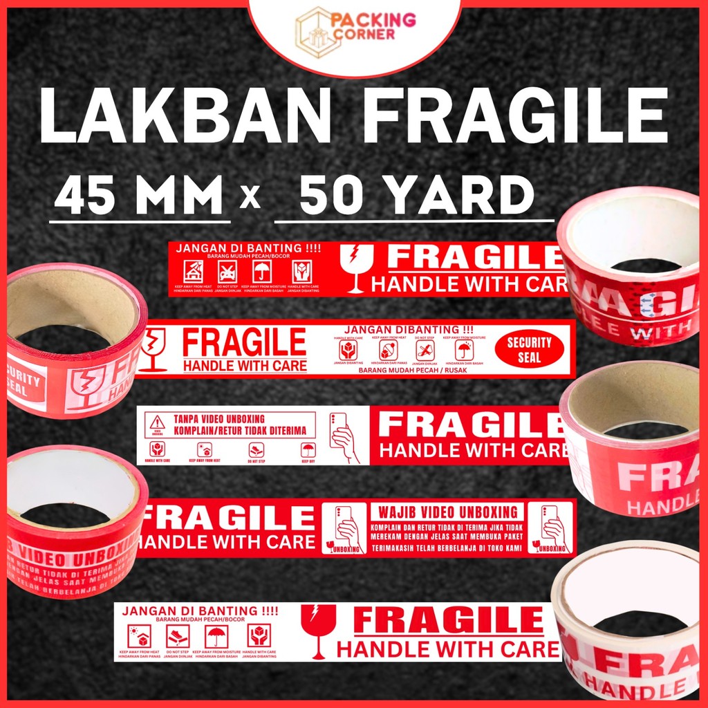 Jual Isolasi Solatip Fragile Handle With Care Jangan Dibanting 2" 2 IN ...