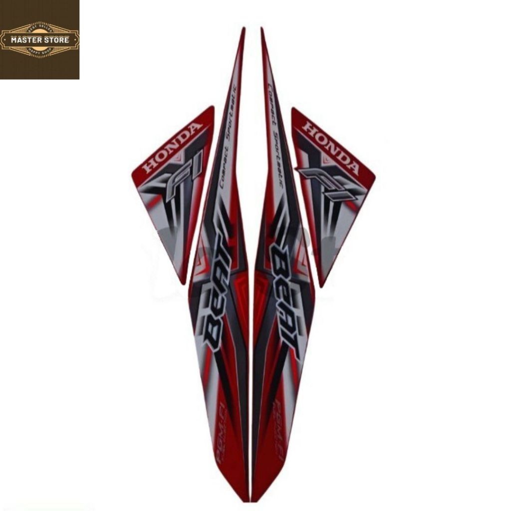 Jual STIKER STRIPING HONDA BEAT FI 2015 MERAH HITAM FULL STIKER LIS ...